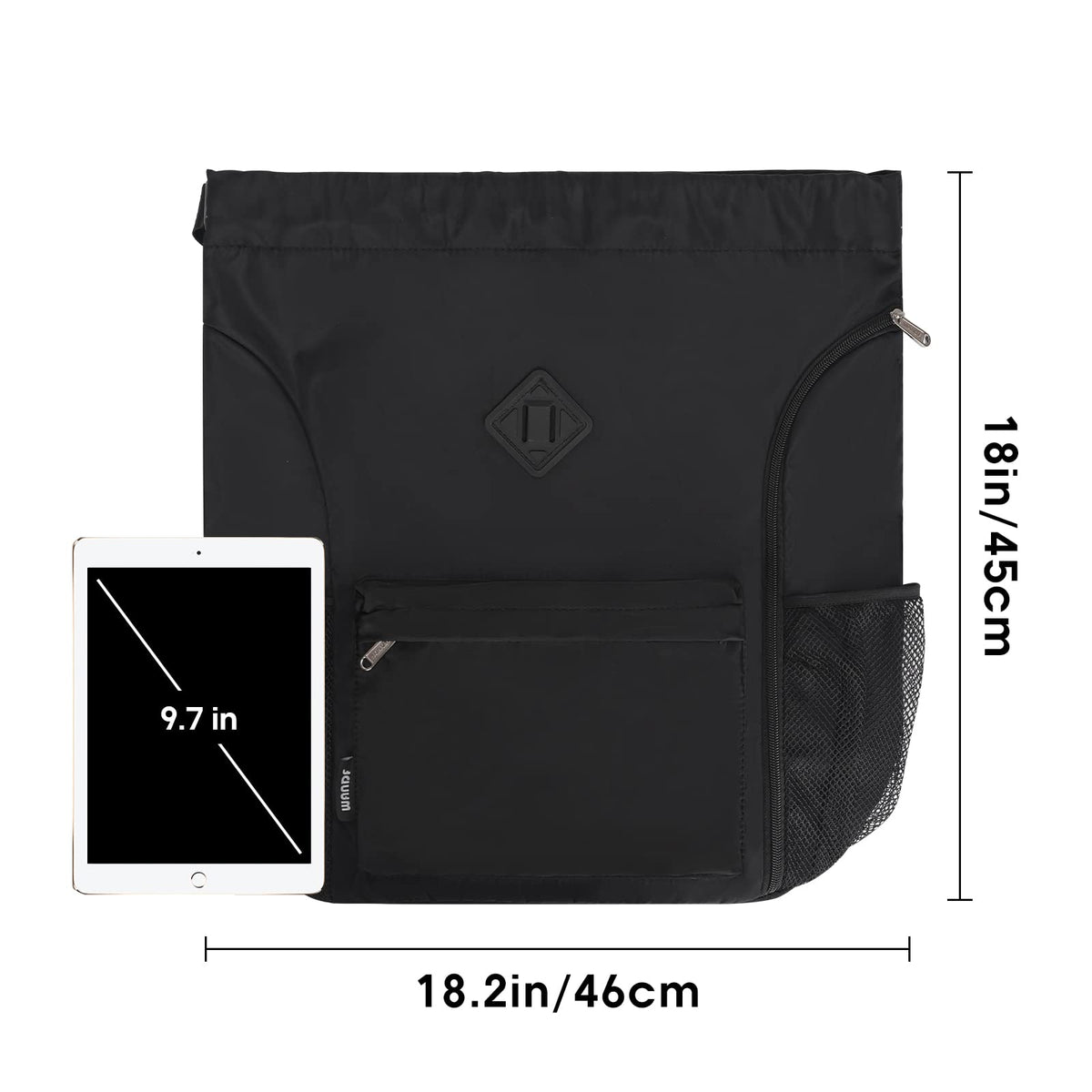 WANDF Drawstring Backpack Sports Gym Bag with Shoes Compartment, Water ...